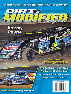 Payne adorns cover of May 2013 issue of Dirt Modified Magazine