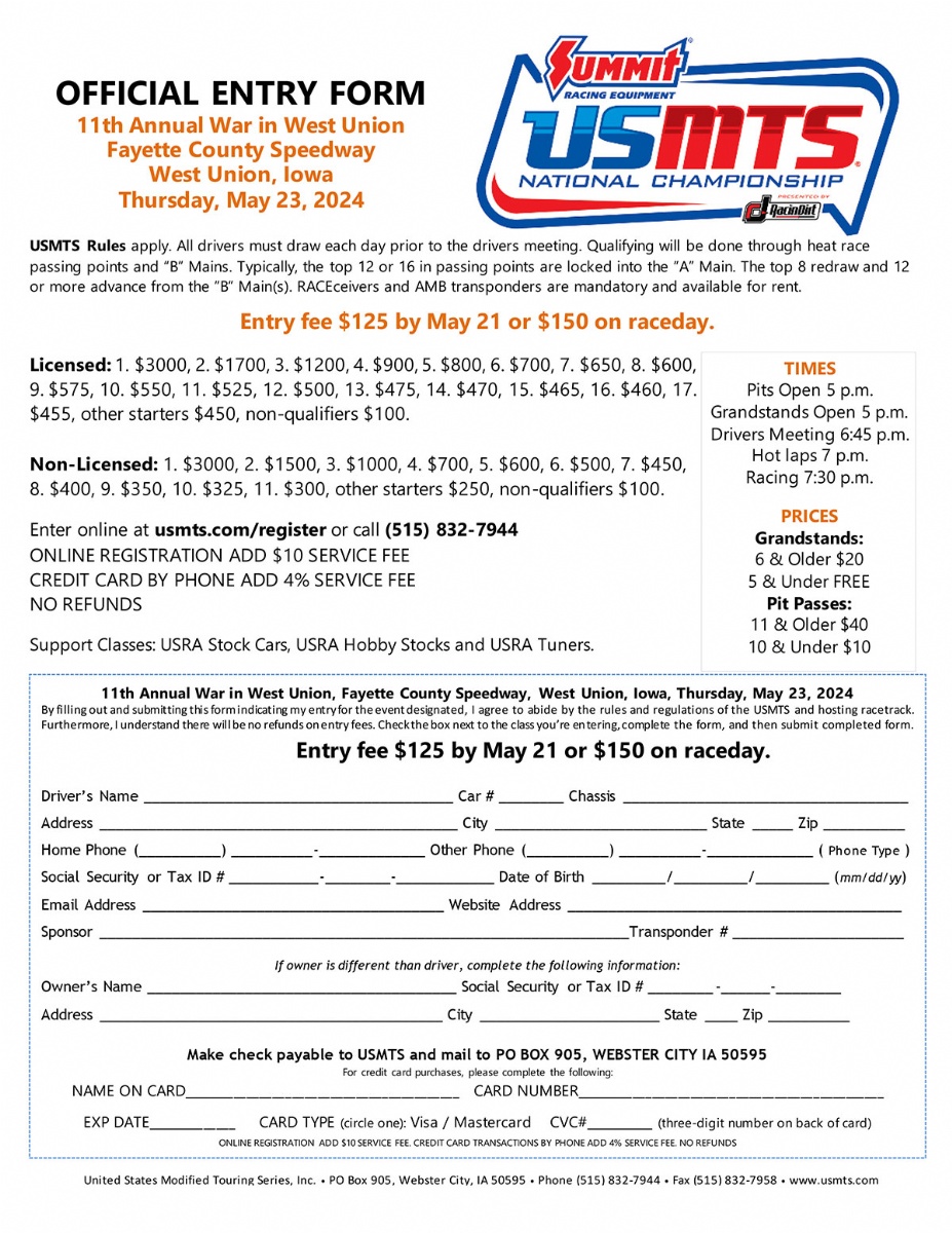 11th Annual USMTS War in West Union presented by No Limit Diesel at Fayette County Speedway